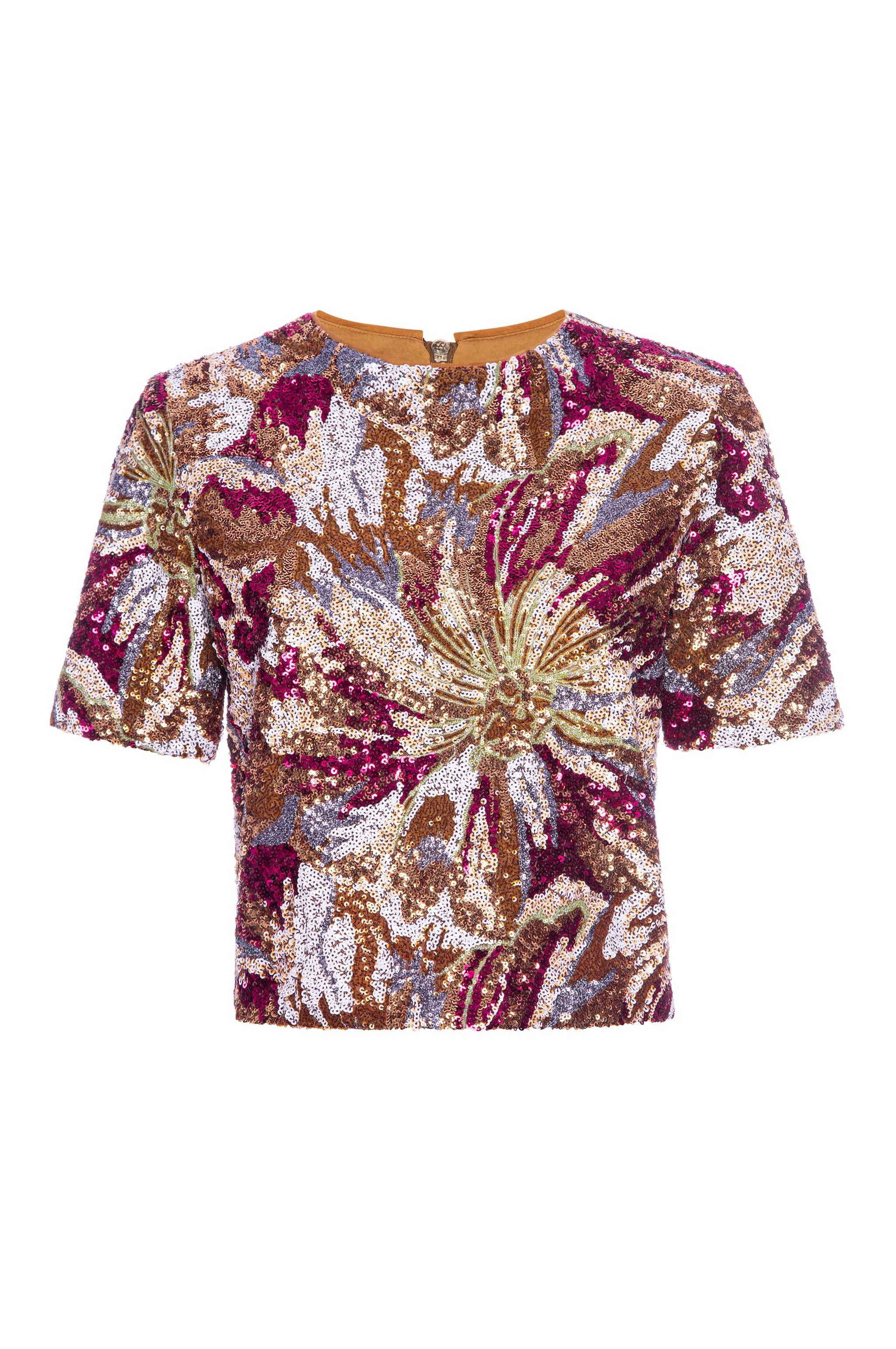 Abstract Floral Sequin Top